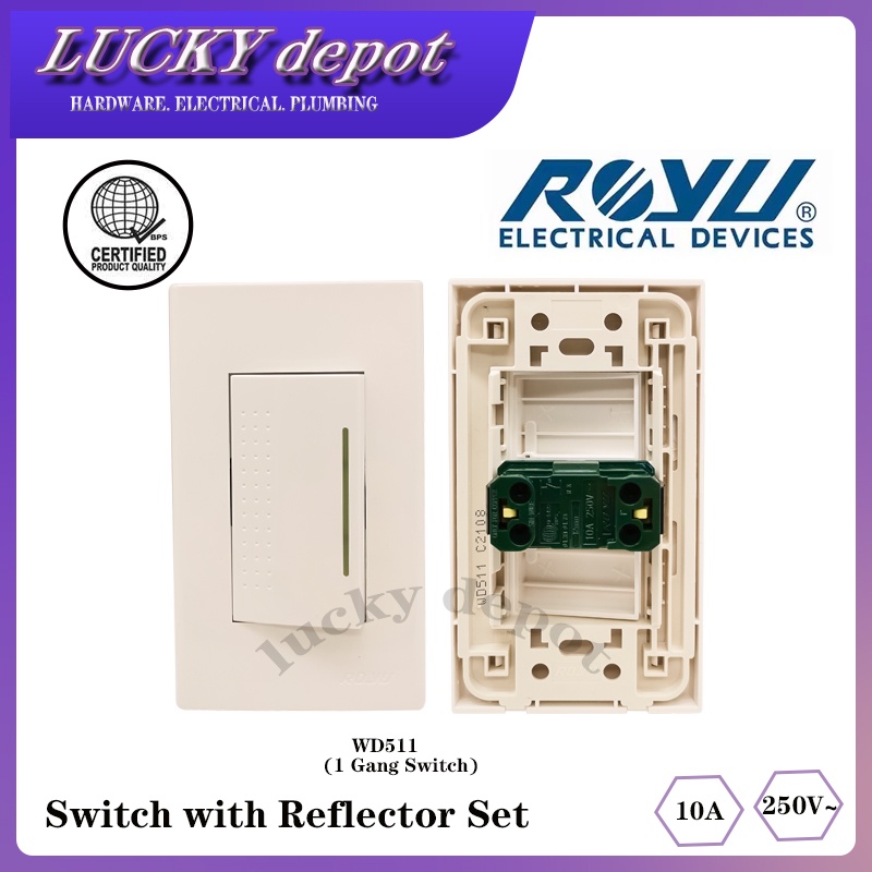 WD-511/WD-513/WD-515 WIDE SERIES SWITCH WITH REFLECTOR 1,2,3 GANG (ROYU ...