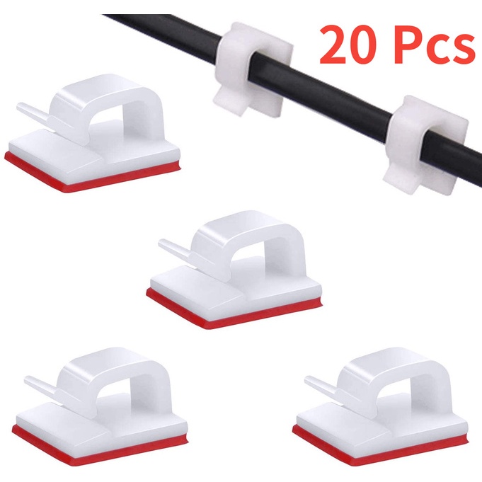 20 Pcs Self Adhesive Cable Management Clips, Cable Organizers Sticky Wire Clips Cord Holder for ...