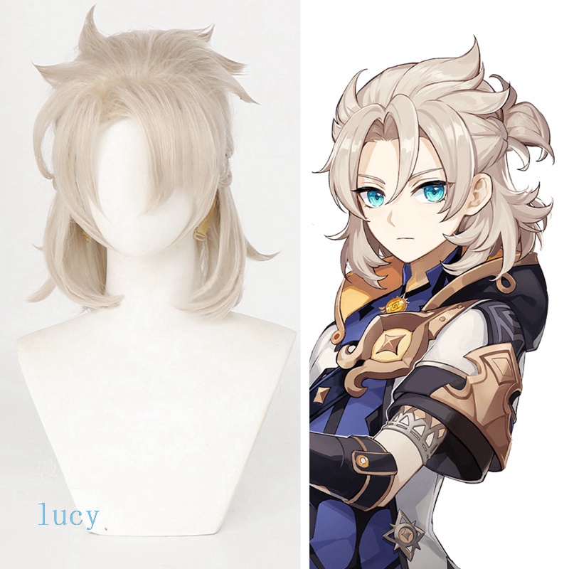 Lucyshiu Genshin Impact Albedo Cosplay 35cm Short Linen Wig Cosplay ...