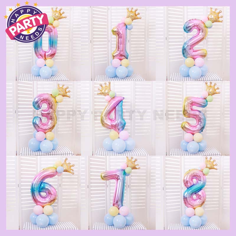 32 inch Crown Number Foil Set Balloons Latex Combination Balloons Party ...