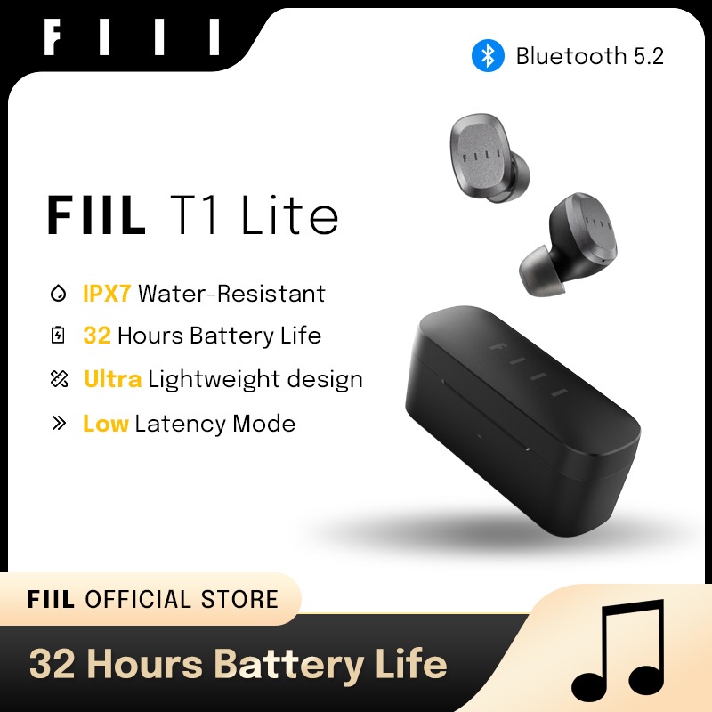 FIIL T1 Lite True Wireless Bluetooth 5.2 Headphones TWS ENC Sports Earphones IPX7 Waterproof ...