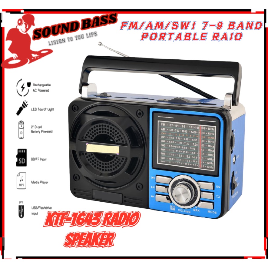New Ktf-1643 Fm Am 8 Band Radio With USB /Tf Music Player Speaker | Shopee Philippines