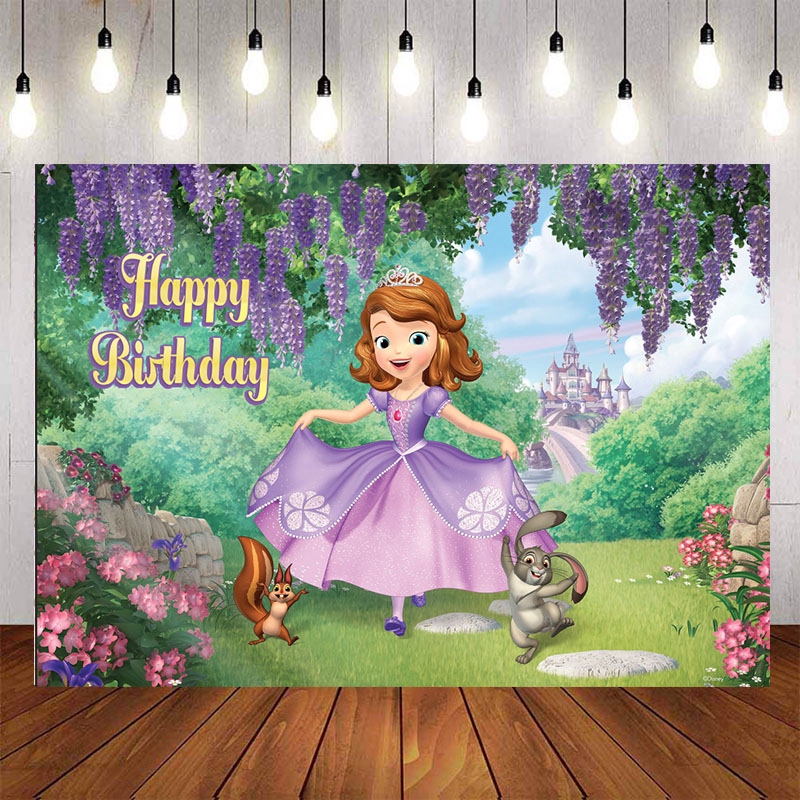Sofia the first Princess Floral Backdrops Cartoon For Girls Birthday ...