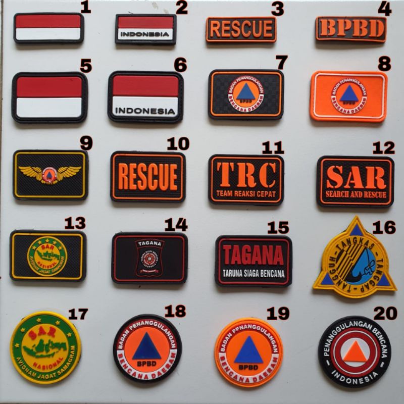 Bpbd/timar/basarnas/tagana/rescue logo rubber patch/velcro rubber ...