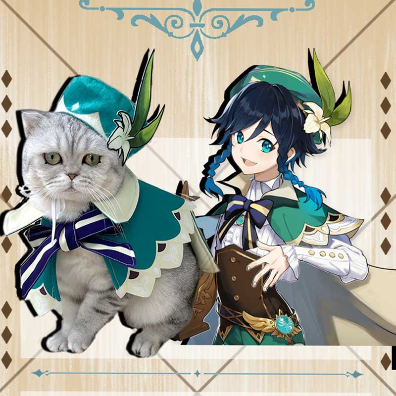 Anime Genshin Impact Venti Game Little Cat Clothes Cloak Coat Hat Cute ...