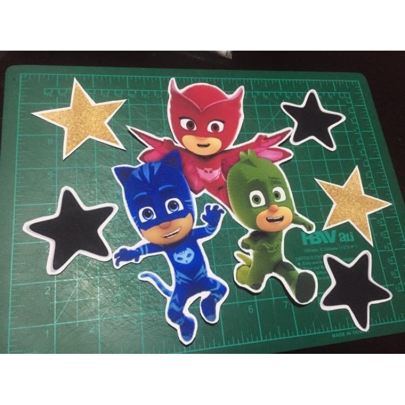 Cake Topper - PJ Mask Theme (3pcs) with Stars (5pcs) | Shopee Philippines