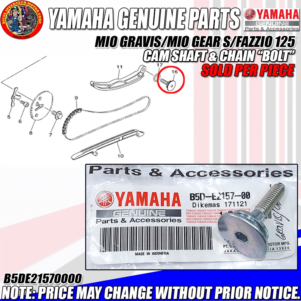 MIO GRAVIS/MIO GEAR S/FAZZIO 125 CAM SHAFT & CHAIN "BOLT" (YGP ...