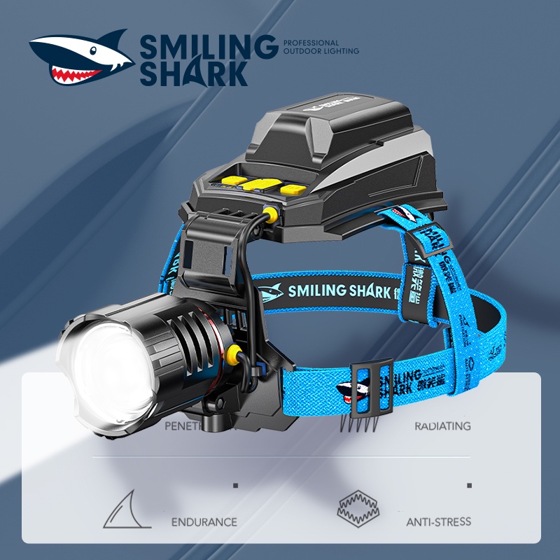 Smiling Shark TD1127 Headlight Flashlight Rechargeable Waterproof Led ...
