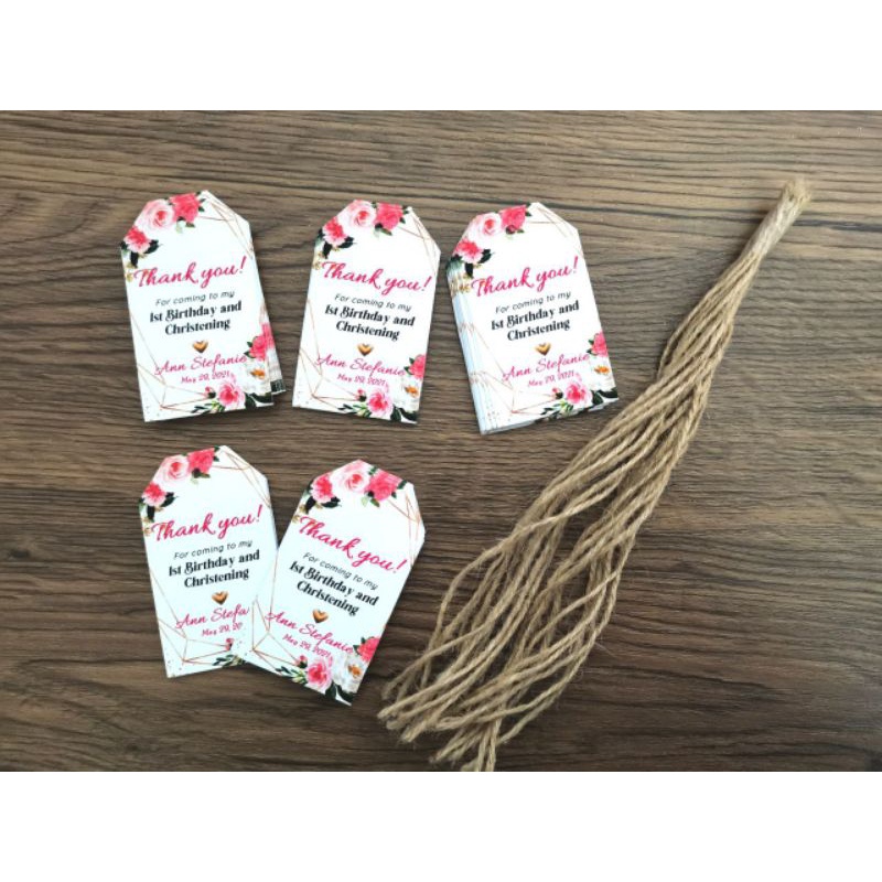 Php 3.00/tag (1.5x2.5 inches) = (20pcs per order) CUSTOMIZED THANK YOU ...