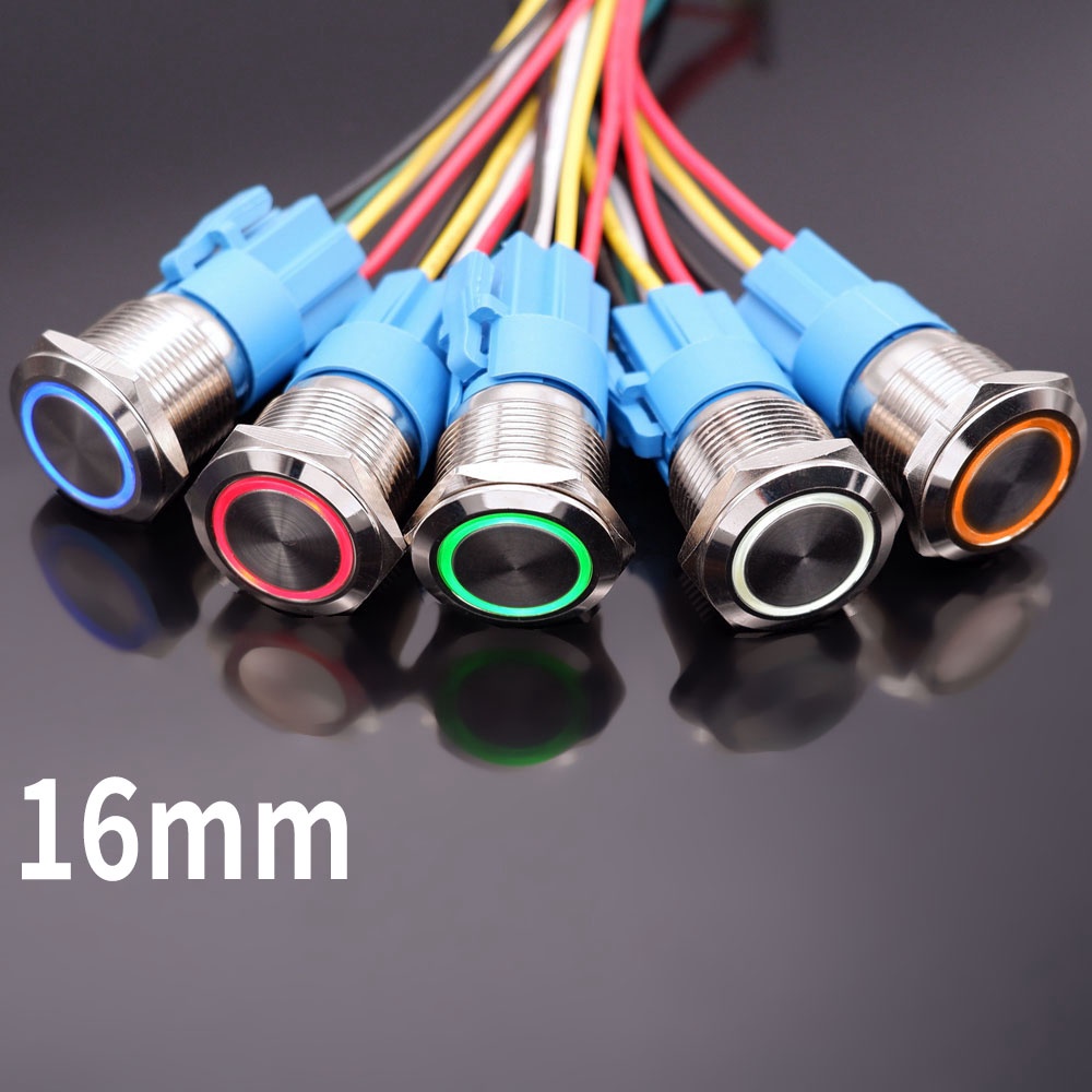16mm Metal Push Smart Buttons Switch For Car Sockets Illuminated ...