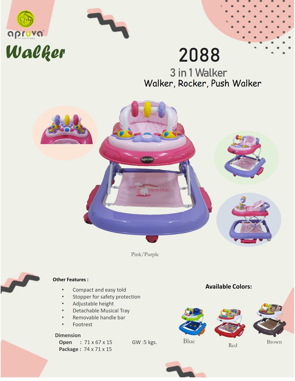 Apruva 3 in 1 Walker and Rocker WG2088 | Shopee Philippines