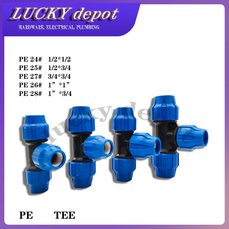 PE COMPRESSION PIPE FITTINGS TEE / REDUCING TEE ( 1/2x1/2, 3/4x3/4, 1x1 ,1/2x3/4, 1x3/4 ) PER ...