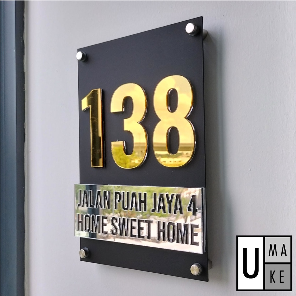 Modern House Number Plate Outdoor 3D Acrylic House number plate (Fully ...