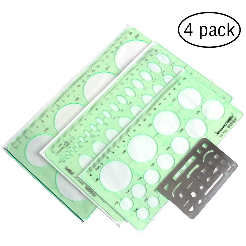 4 Pieces Circle Drawings Templates Stencils with Erasing Shield ...