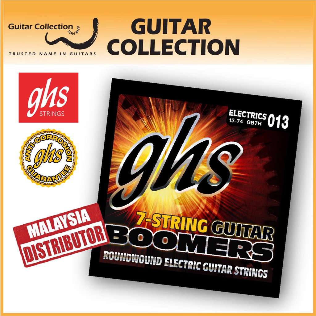 GHS GB7H Boomers 7 String Electric Guitar Strings - Heavy Gauge (013 ...