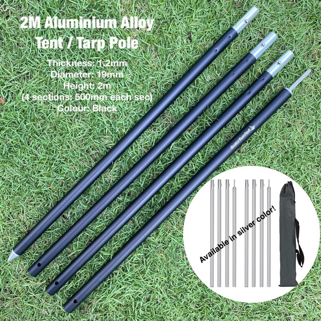 PAYUNG.CAMP 2 Meter Camping Pole Tent Pole Tarp Pole Flysheet Pole ...
