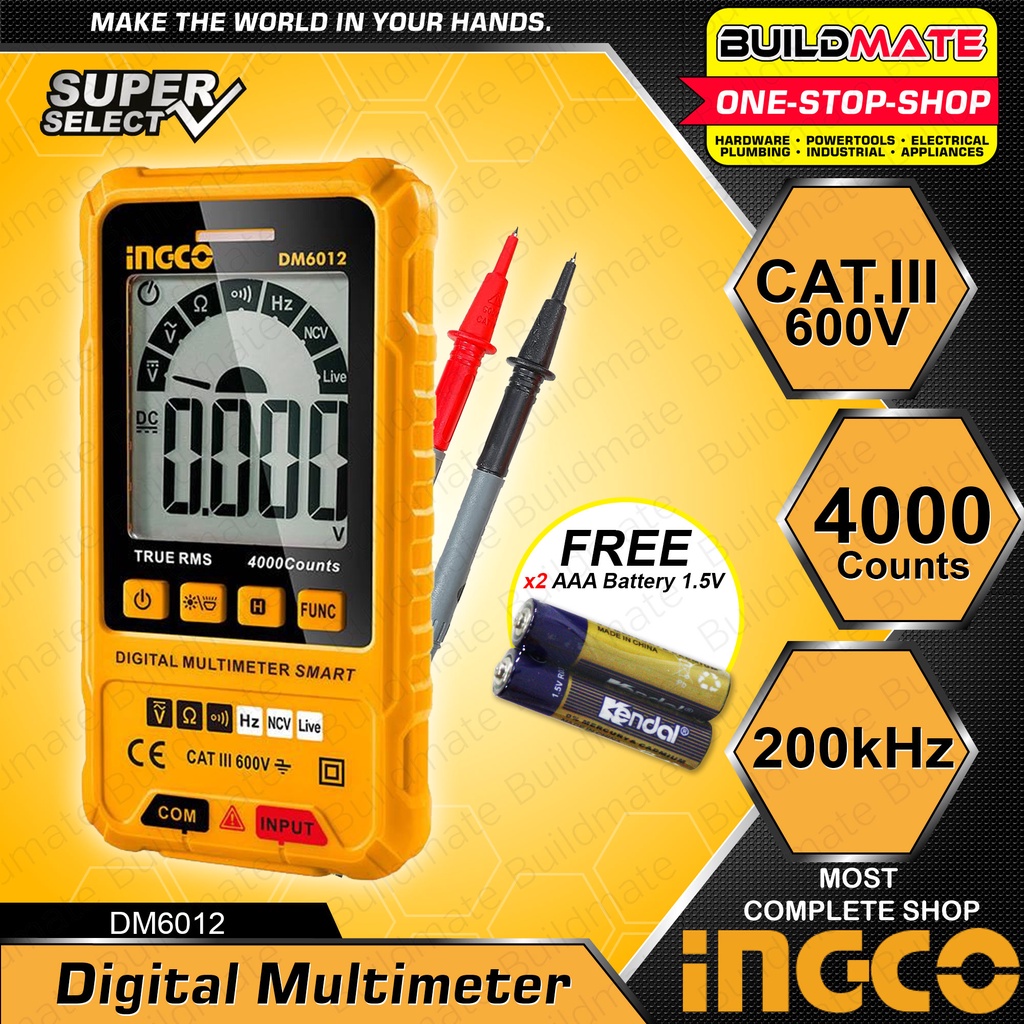 Ingco Digital Multimeter Tester Multi Meter DM6012 with Free Battery ...