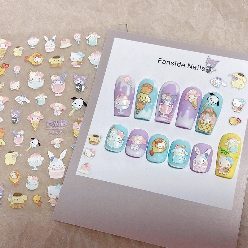 [CORAL SEA] Sanrio Kuromi Cinnamon Dog Hello Kitty Manicure Sticker ...