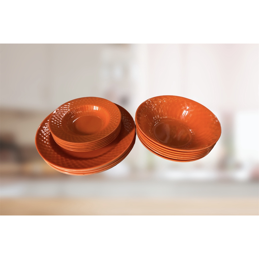 TST Melamine Orange Plates Set E (18 Pcs) | Shopee Philippines