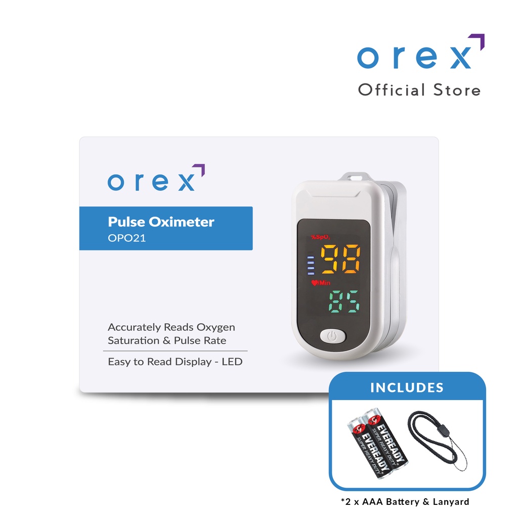 OREX Fingertip Pulse Oximeter - Blood Oxygen Saturation with Pulse Rate ...