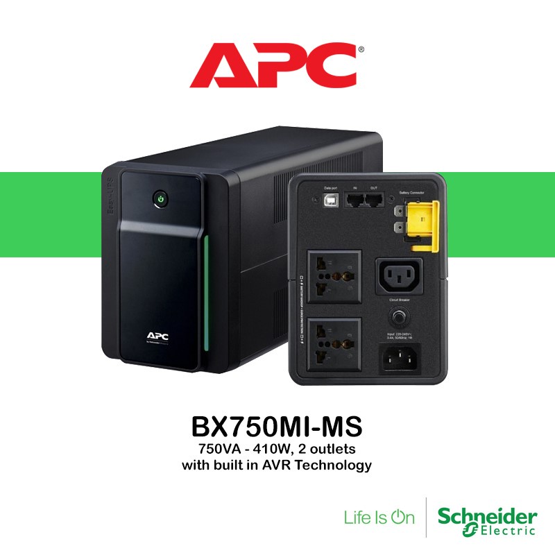 APC UPS 750VA-410W Uninterruptible Power Supply (BX750MI-MS, 3 outlets ...
