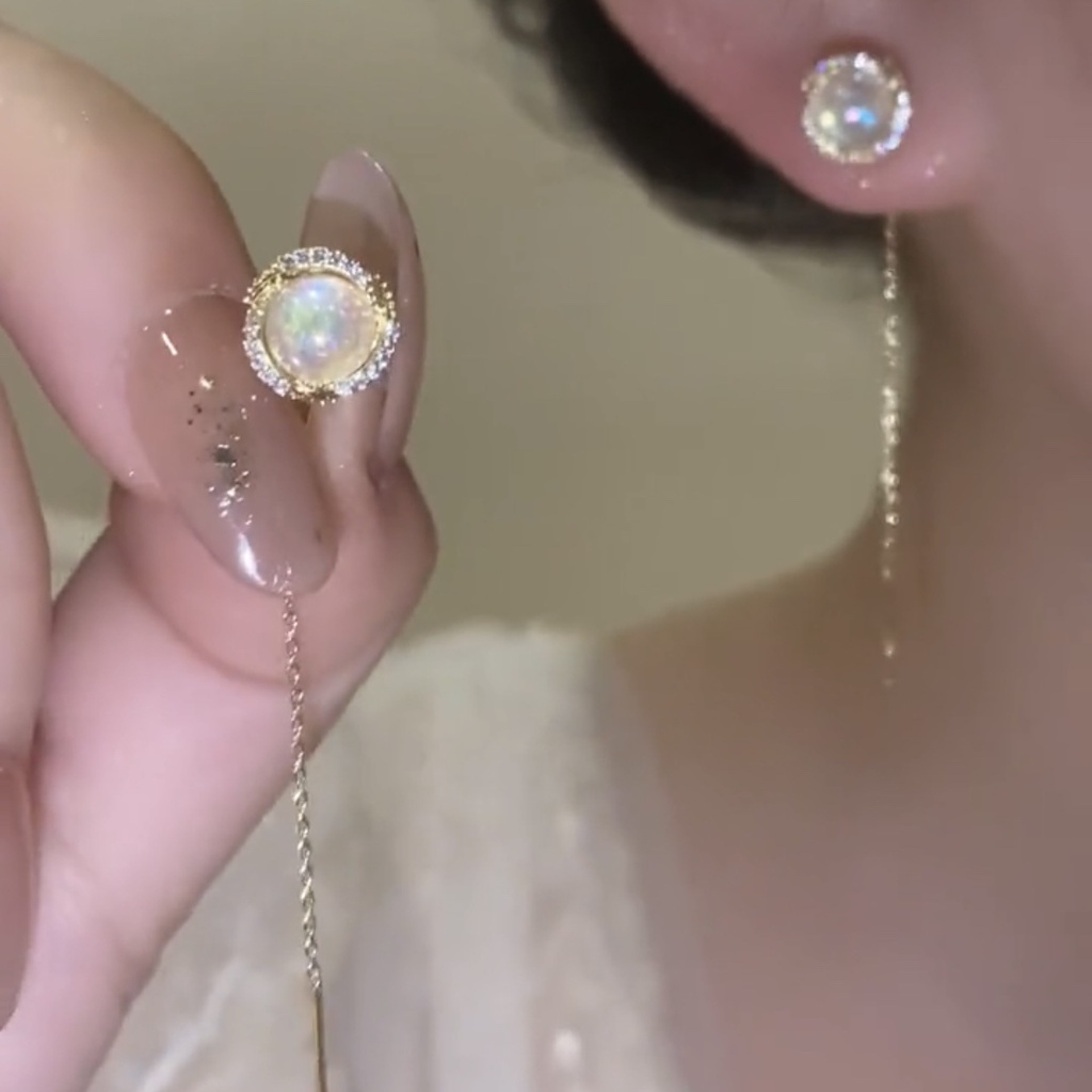 2022 S925 Silver Needle Circle Winding Mermaid Ji Pearl Ear Line | Shopee Philippines