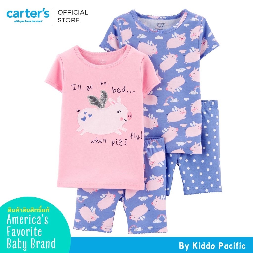 Carter's Girl 4 PC cotton Pigs L7 Short-Sleeved Shirt 2 + Shorts 2 ...