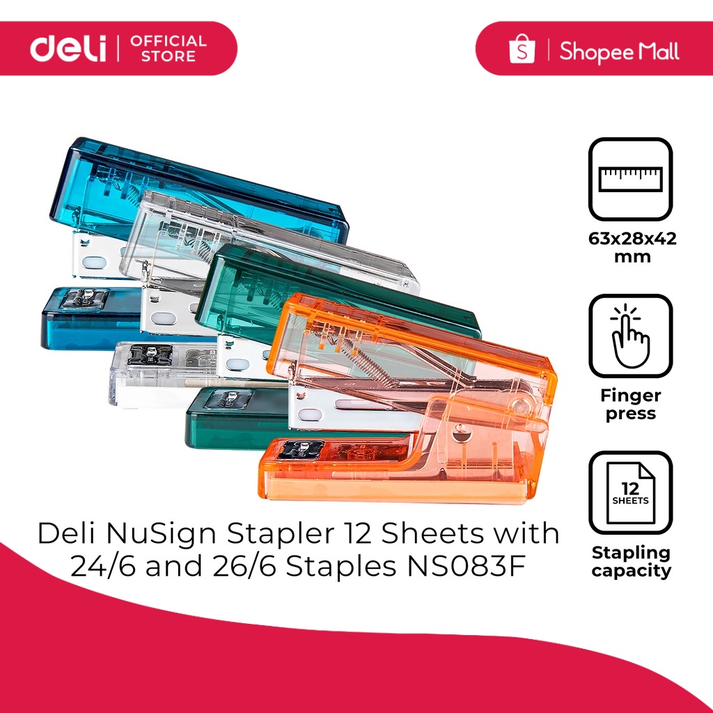 Deli NS083F NuSign Stapler 12sheets 24/6 and 26/6 [79NS083F] | Shopee ...