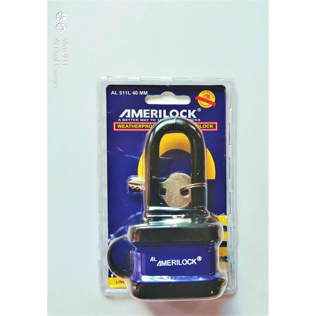 Amerilock Long Shackle Weatherproof Laminated Padlock 40mm | Shopee ...