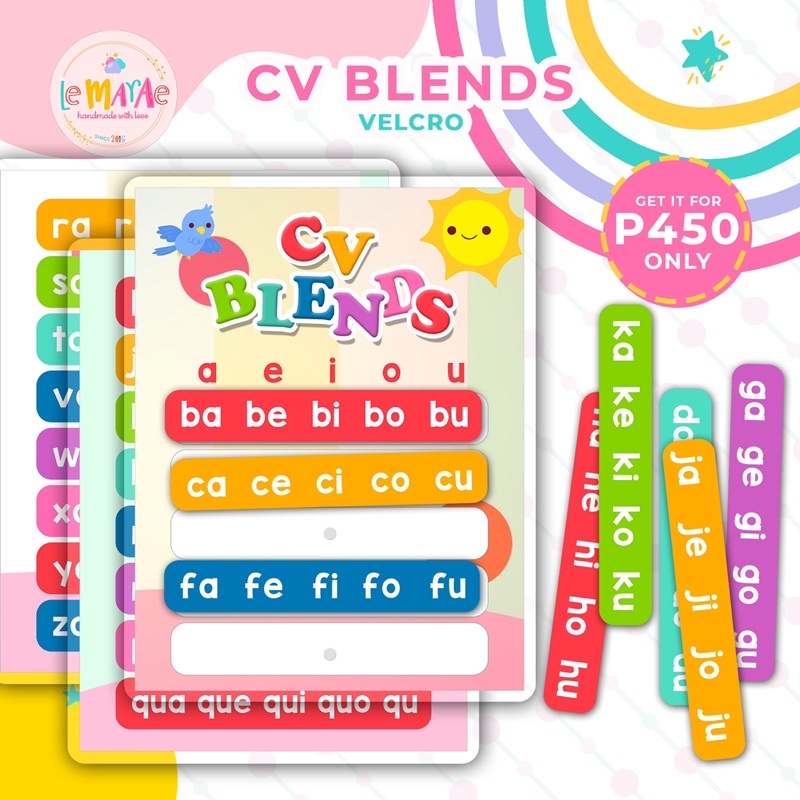 CV Blends Reading Toddlers Kids Laminated Educational Busy Book Chart ...