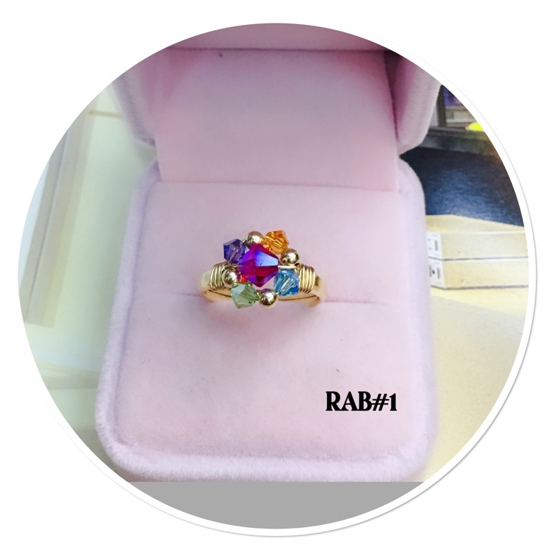 Balfe Swarovski stone and #1420 US gold handwork ring (RAB# 1,2,3,4 ...
