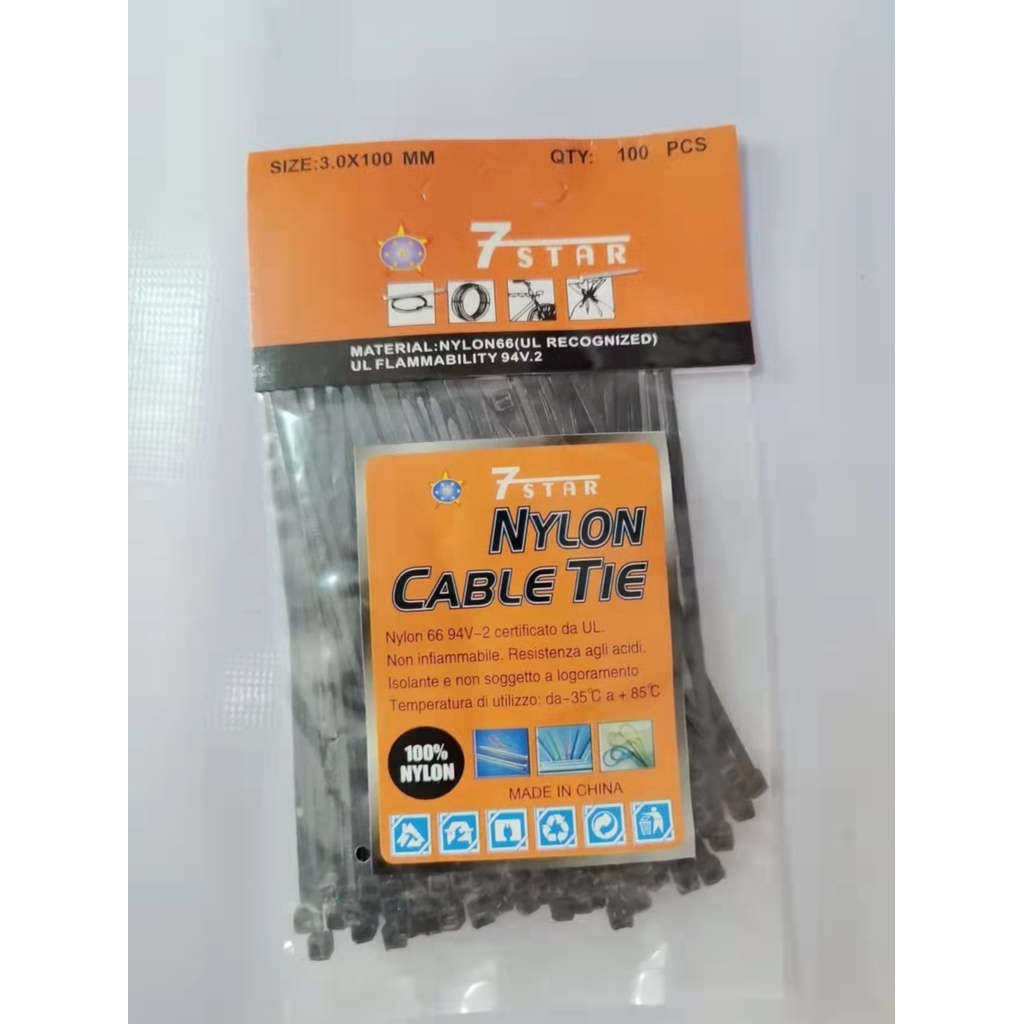 100pcs black nylon cable ties(100mm 150mm 200mm 250mm 300mm) | Shopee ...