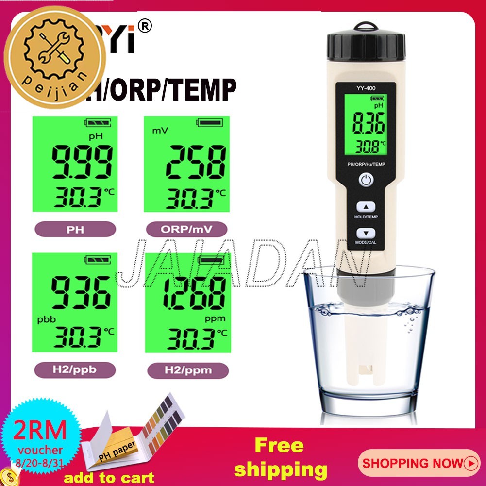yieryi 4 in 1 H2/PH/ORP/TEMP Meter Digital Water Quality Monitor Tester ...
