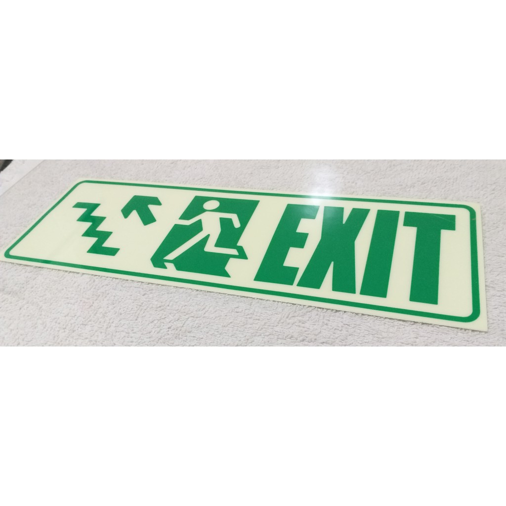 Luminous Exit Stairs Up Left Sign Sticker | Shopee Philippines