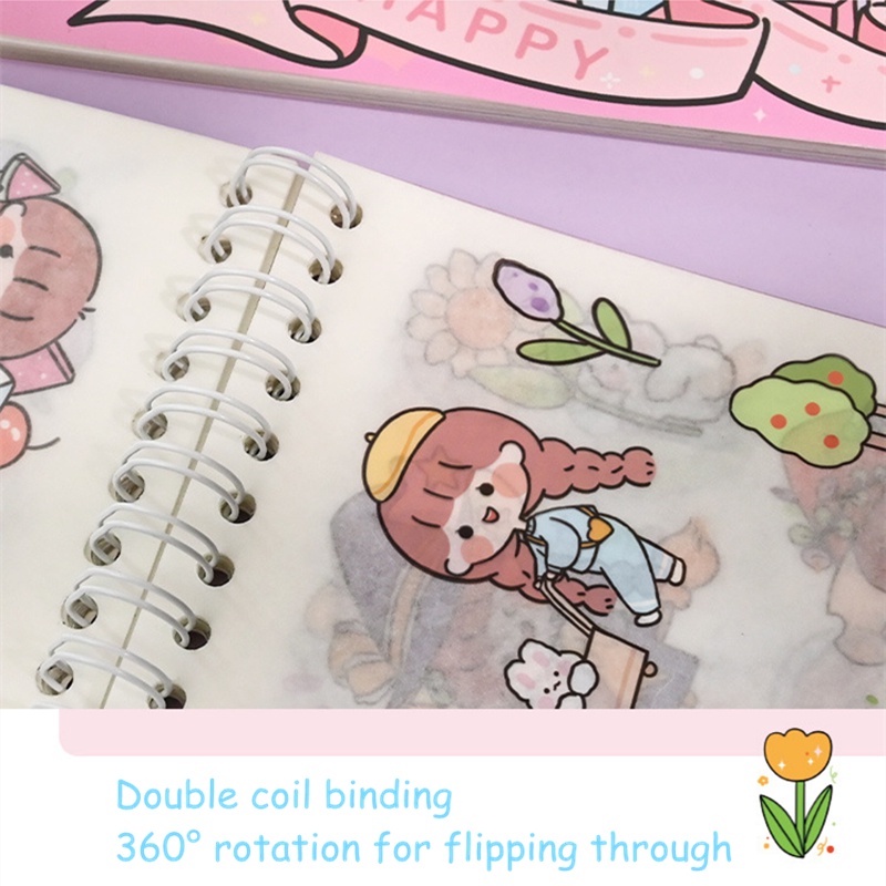 50 pages non-repeating waterproof and cutting-free stickers girl's ...