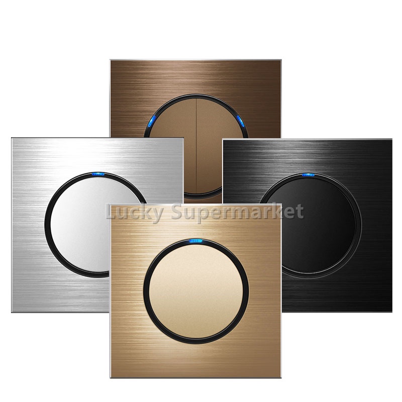 Type 86 1 2 3 4 Gang 3 Way Aluminum Panel Random Click Push Button Wall ...