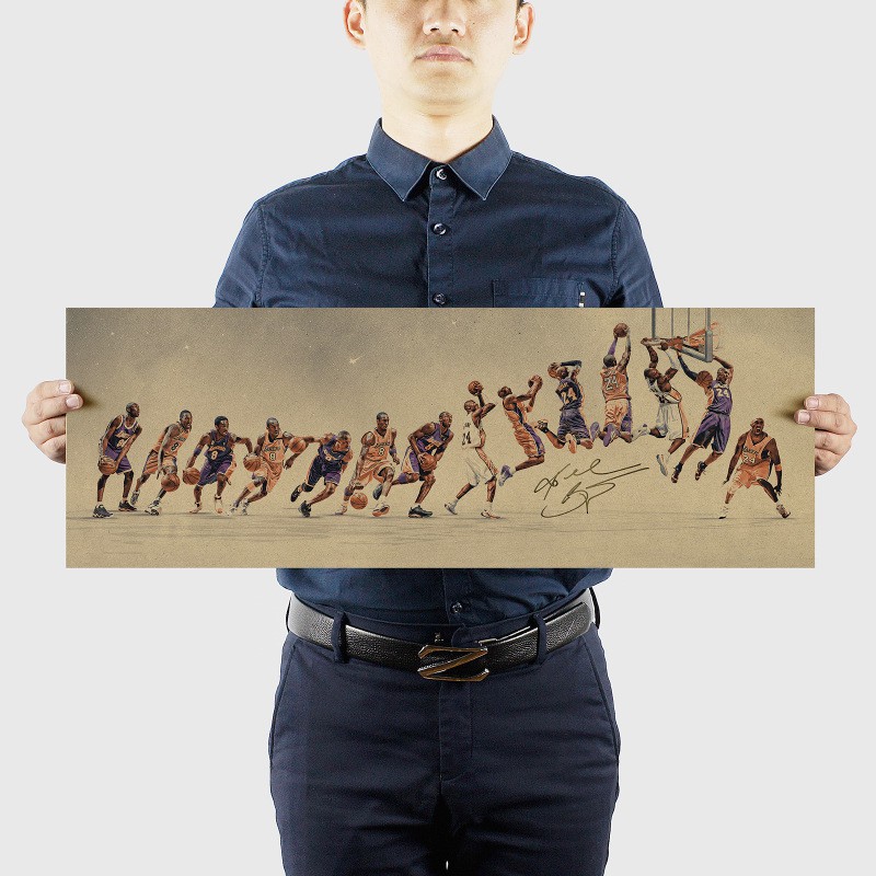 NBA star poster Kobe Bryant basketball retro kraft paper poster ...