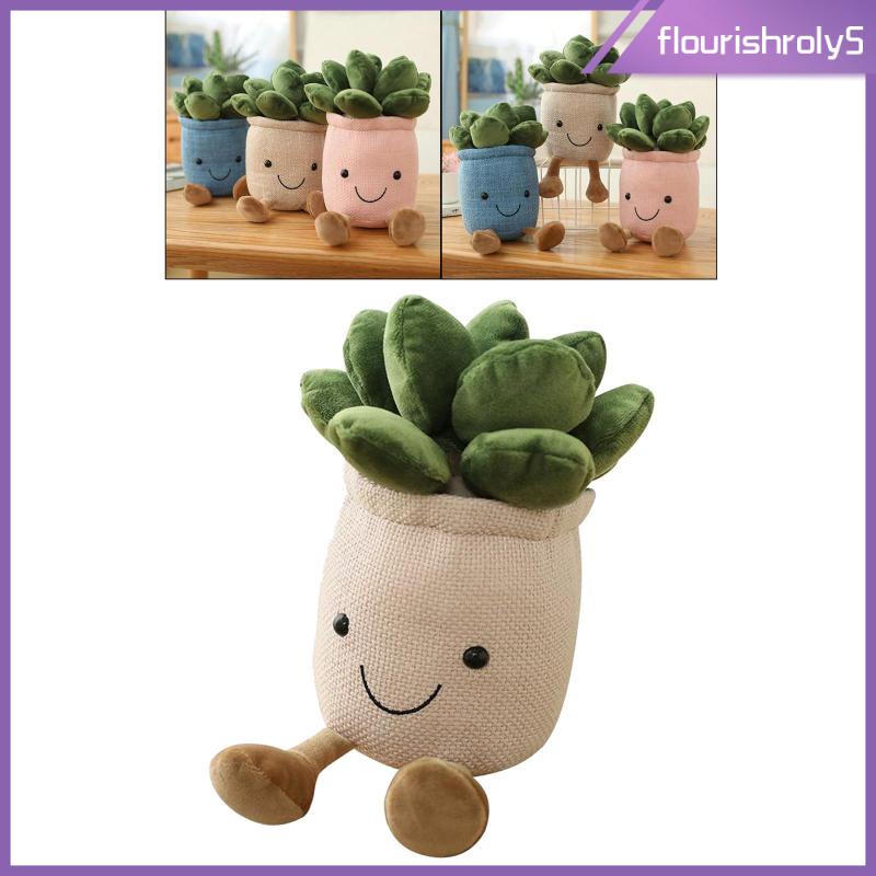 Cute Lifelike Green Potted Plants Plant Stuffed Toy Decor Blue 25cm ...