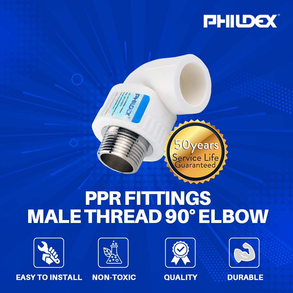 Phildex PPR Fittings - Male Thread 90° Elbow(32x1/2- 1) | Shopee ...
