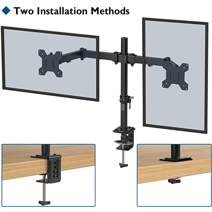 BONTEC Dual Monitor Mount for 13-27 inch LCD LED Screen, Tilt Swivel ...