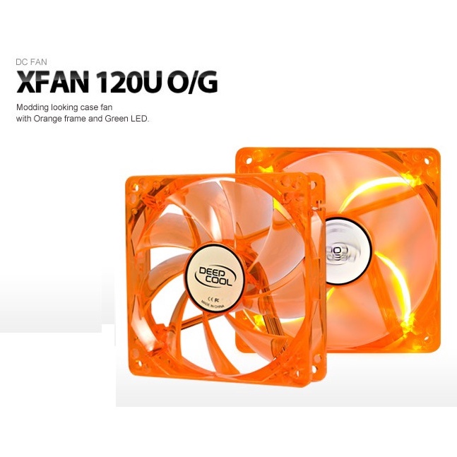 DeepCool XFan 120U O/G Case Fan Hydro 3pin Molex 26db 1300rpm (Orange ...