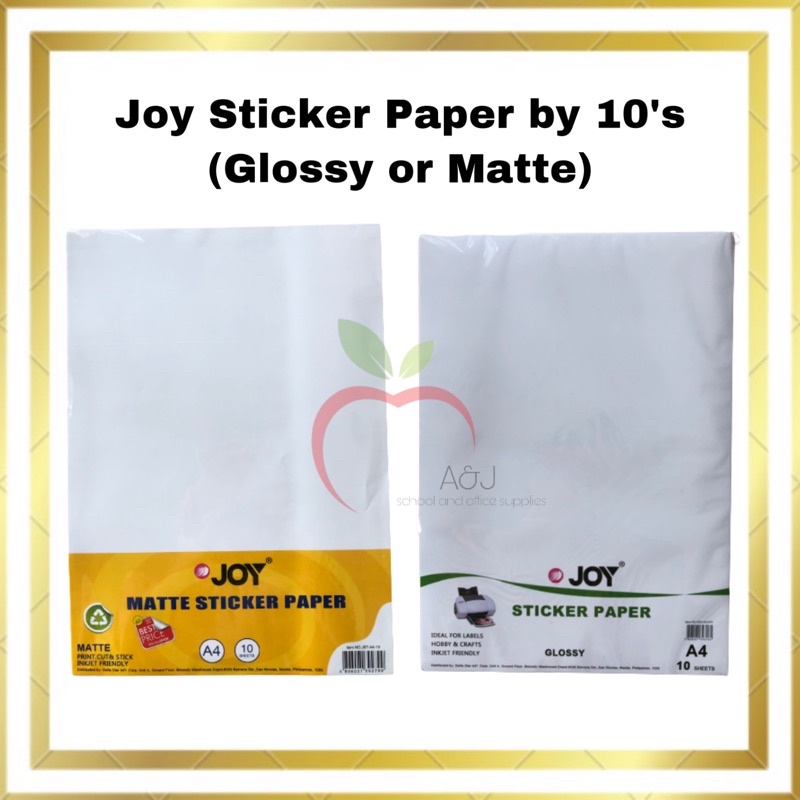 Joy Sticker Paper A4 Glossy/Matte 10pcs | Shopee Philippines