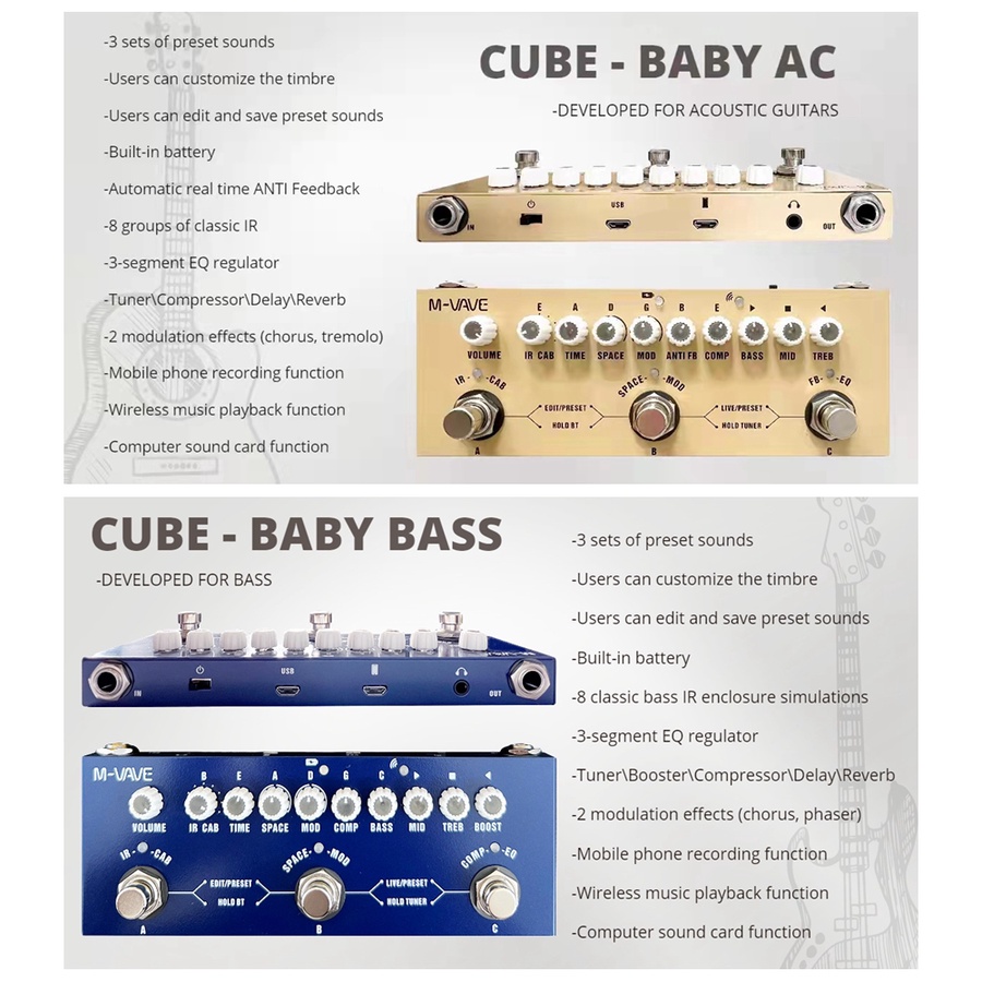 CUVAVE CUBE BABY Portable Multifunctional Electric / BASS / AC Guitar ...
