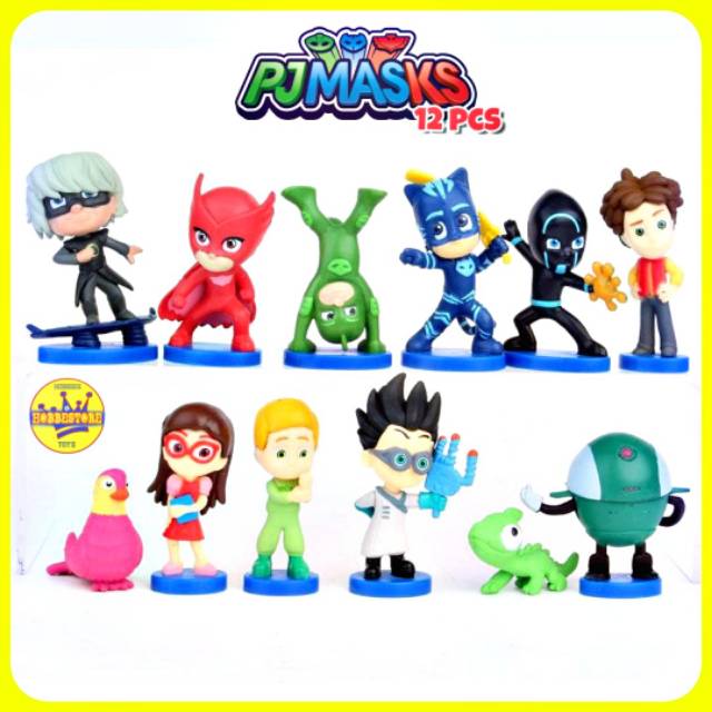 Action Figure Set Pj MASKS contains 12 pcs - Miniature Display Topper ...