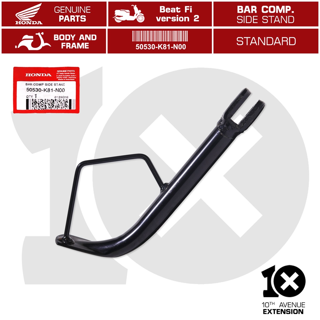 10thX Honda Genuine Bar Comp. Side Stand Part No.50530-K81-N00 for Beat ...