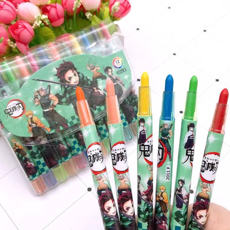 (Ready Stock)12 Colors Crayon Anime Demon Slayer Kimetsu No Yaiba ...