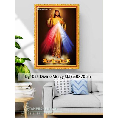 (DY1025)Divine Mercy , 50x70cm, 11CT Aida Cloth Stamped/Printed Fabric ...