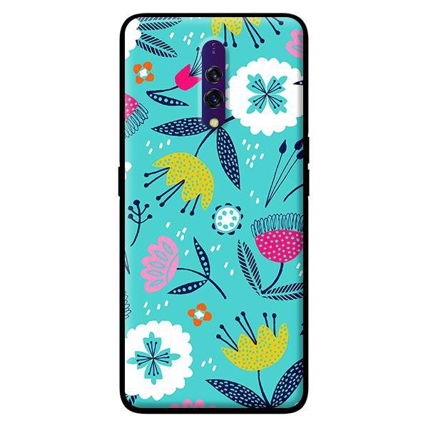 Case for Oppo K3 - Realme X Floral Pattern with Blue Background ...