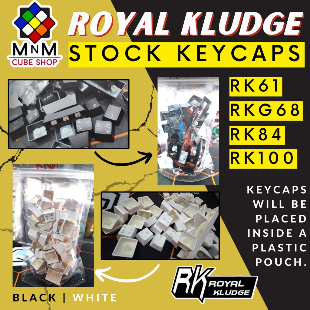 RK Stock Keycaps Royal Kludge rk68+ RK98 RK61 RKG68 RK84 RK100 Black ...