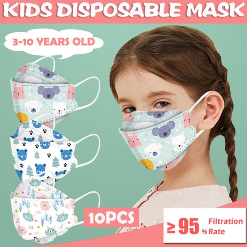 10pcs Kids KF94 Facemask Korea Face Mask 4ply Fish Shape Non Woven Face ...